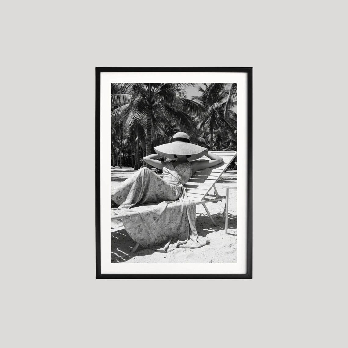Beach Woman Photography Black and White Fashion Art Elegant Wall Decor ...