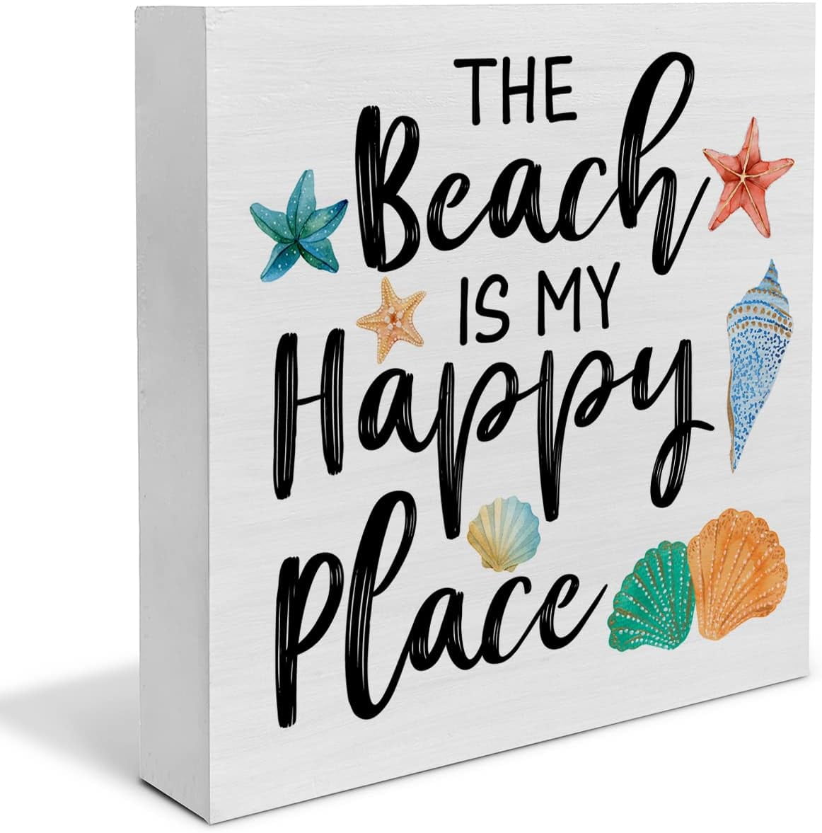 Beach Wood Box Sign Decor Desk Sign Beachy Wooden Box Block Sign ...