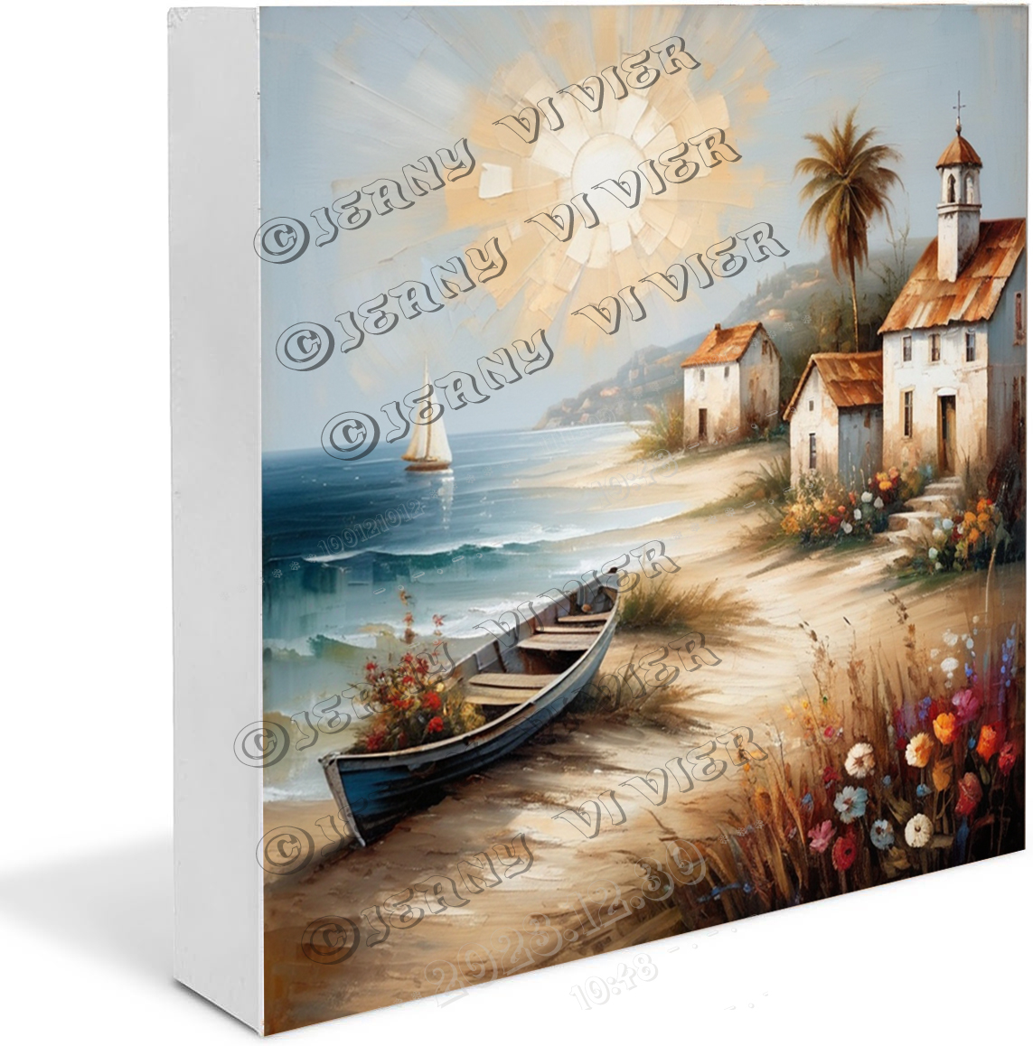 Beach Wood Box Sign Decor Desk Sign Coastal Scenery Wooden Box Block ...