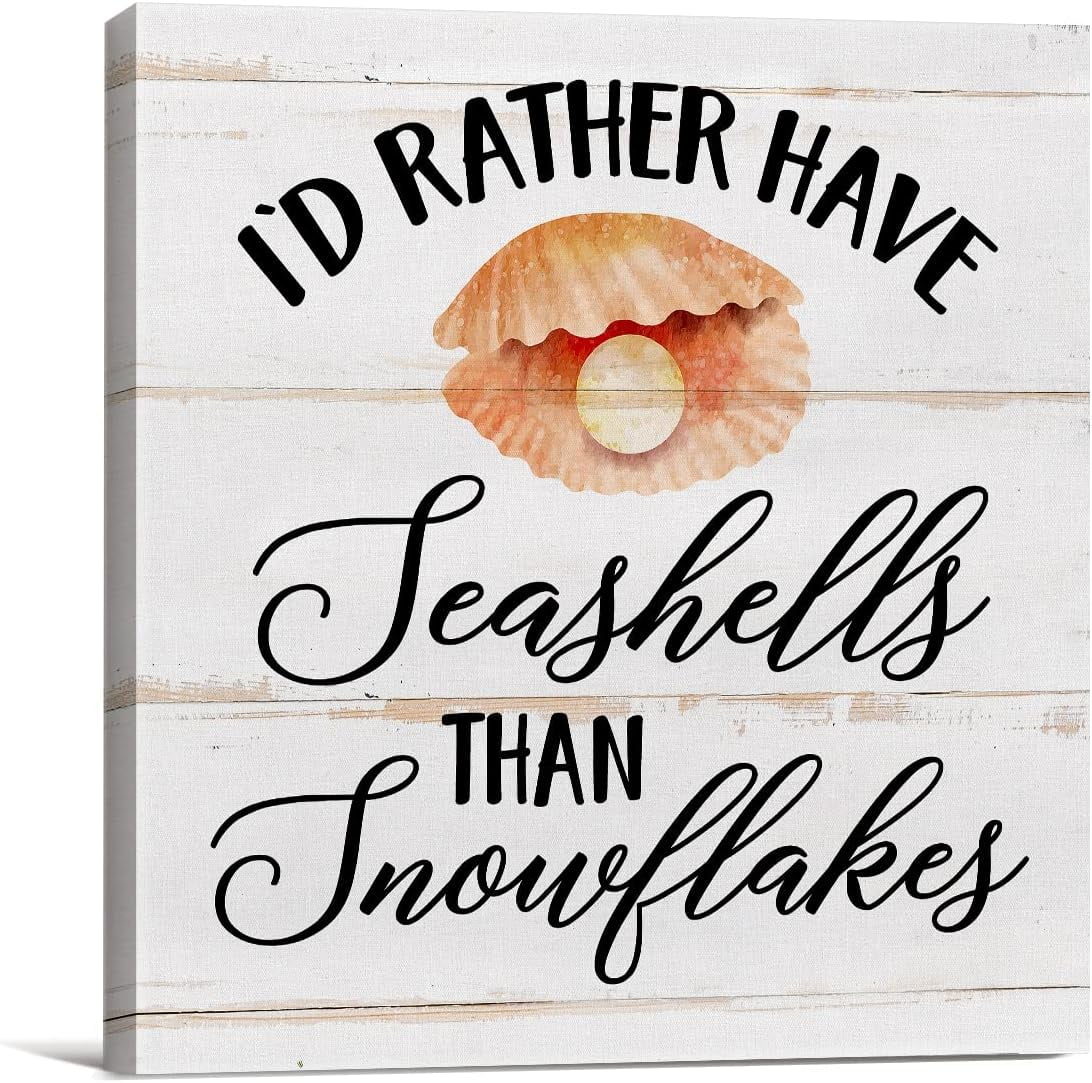 Beach Wood Box Sign Desk Decor Beach Seashells Wooden Block Plaque Box ...