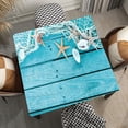Beach Wood Texture Square Table Cloth, Sea Starfish Shell Waterproof ...