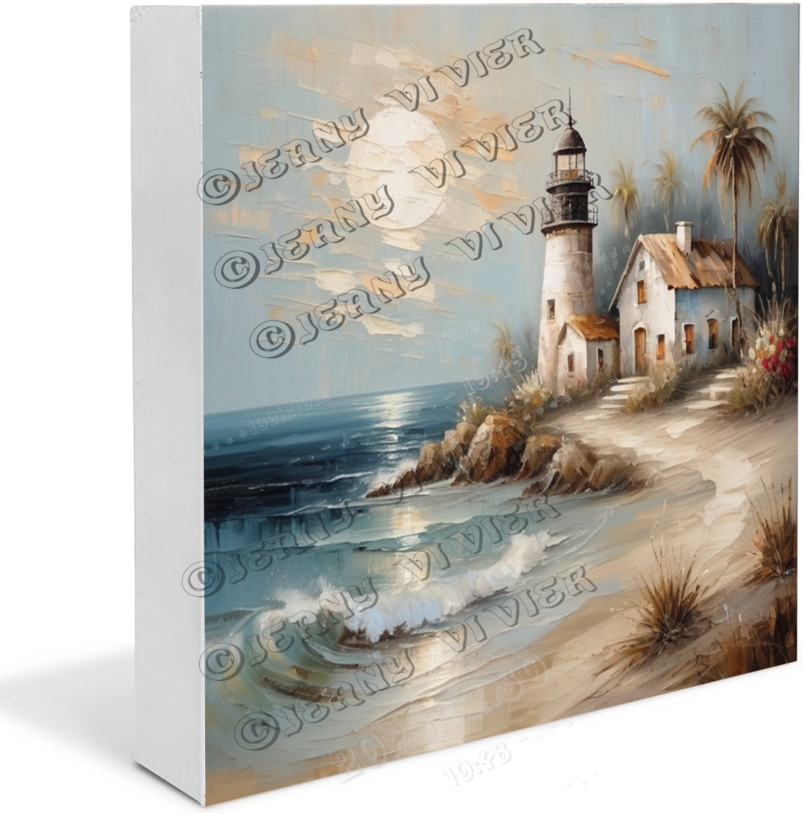 Beach Wooden Box Sign Beach House Decor Seaside Scenery Sign Square ...