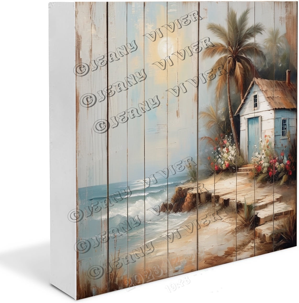 Beach Wooden Box Sign Desk Décor Coastal Scenery Sign Beach House Wood ...