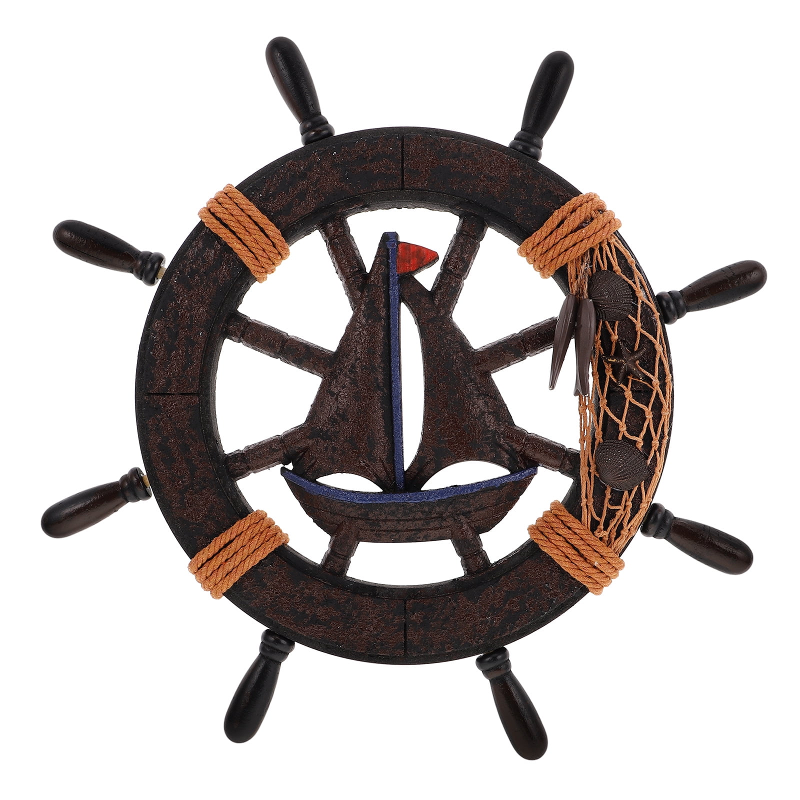 Beach Wooden Ship Steering Wheel Nautical Boat Steering Rudder Wall ...