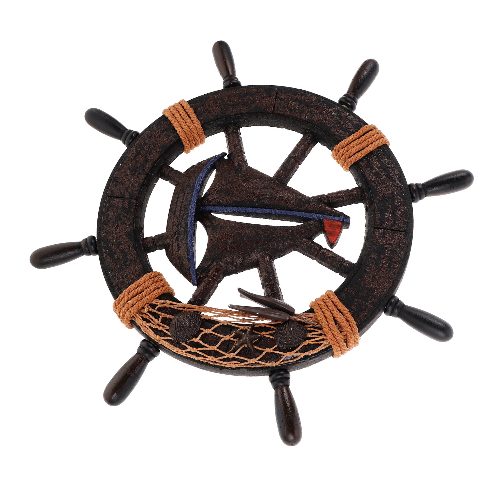 Beach Wooden Ship Steering Wheel Nautical Boat Steering Rudder Wall ...