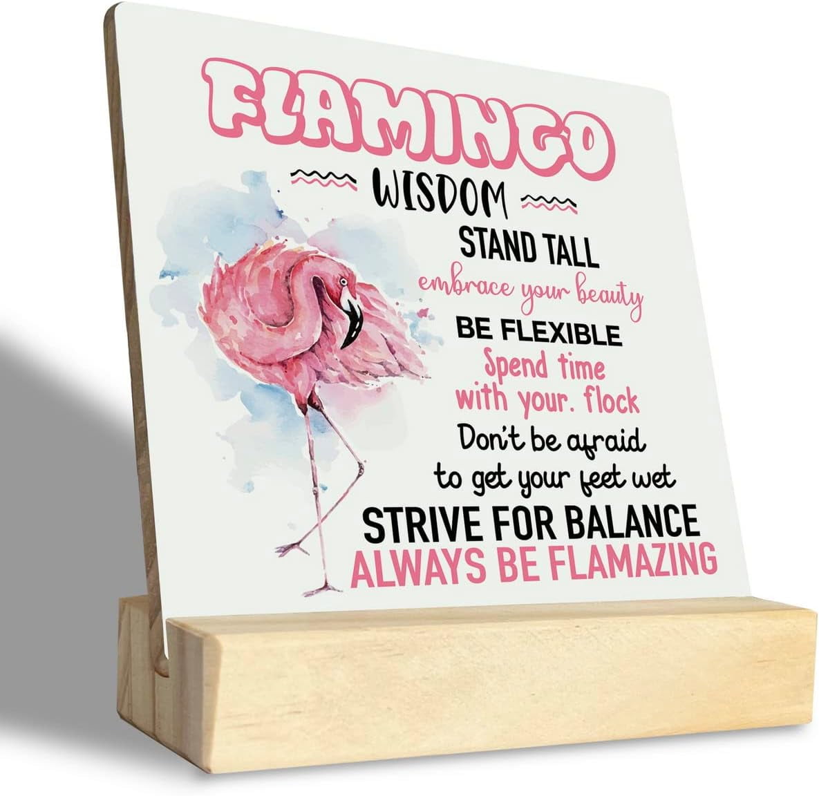 Beach Wooden Table Sign, Flamingo Wisdom, Plaques Gift with Wooden ...
