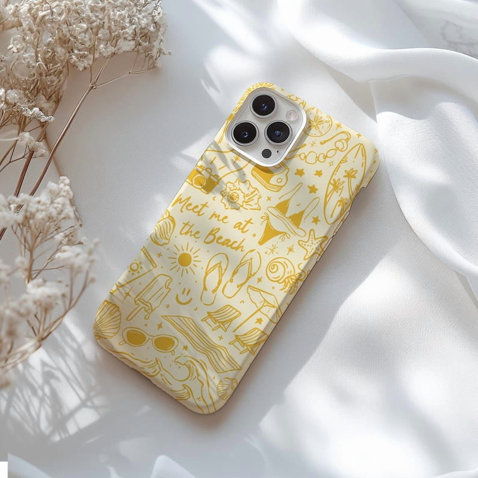 Beach Yellow Coastal Boho Phone Case for iPhone 11 12 13 14 15 16 17 ...