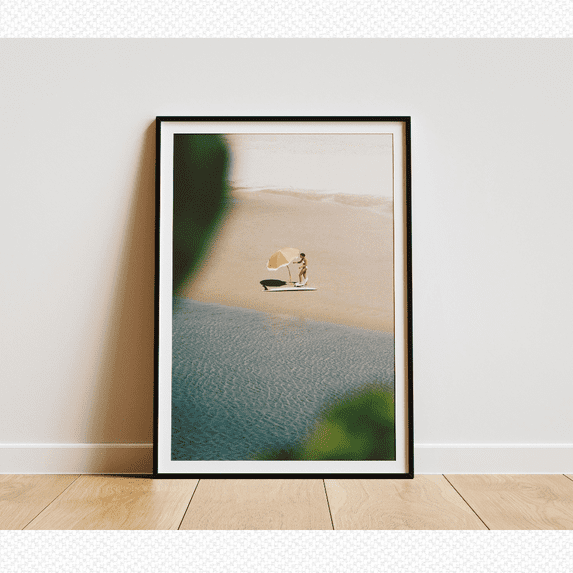 Beach Yellow Umbrella Summer Poster, Photo Wall Art, Poster Home Decor ...