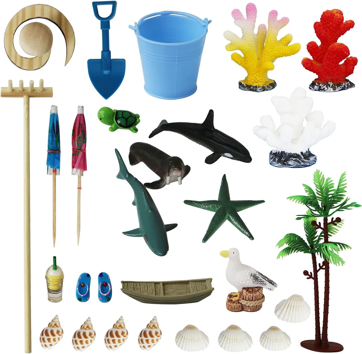 Beach Zen Garden Accessories Kit - Desktop Beach Fairy Garden Kit ...