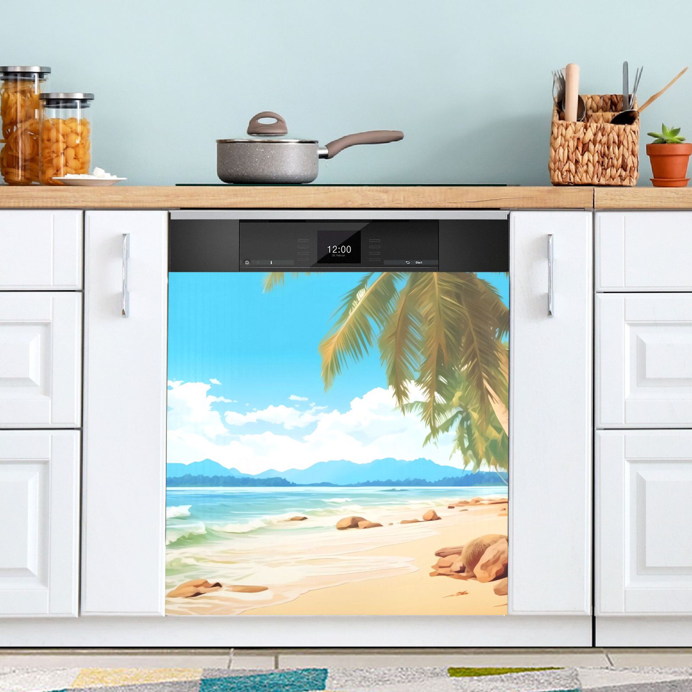 Beach and Blue Sky Magnetic Dishwasher Cover Magnet Refrigerator ...
