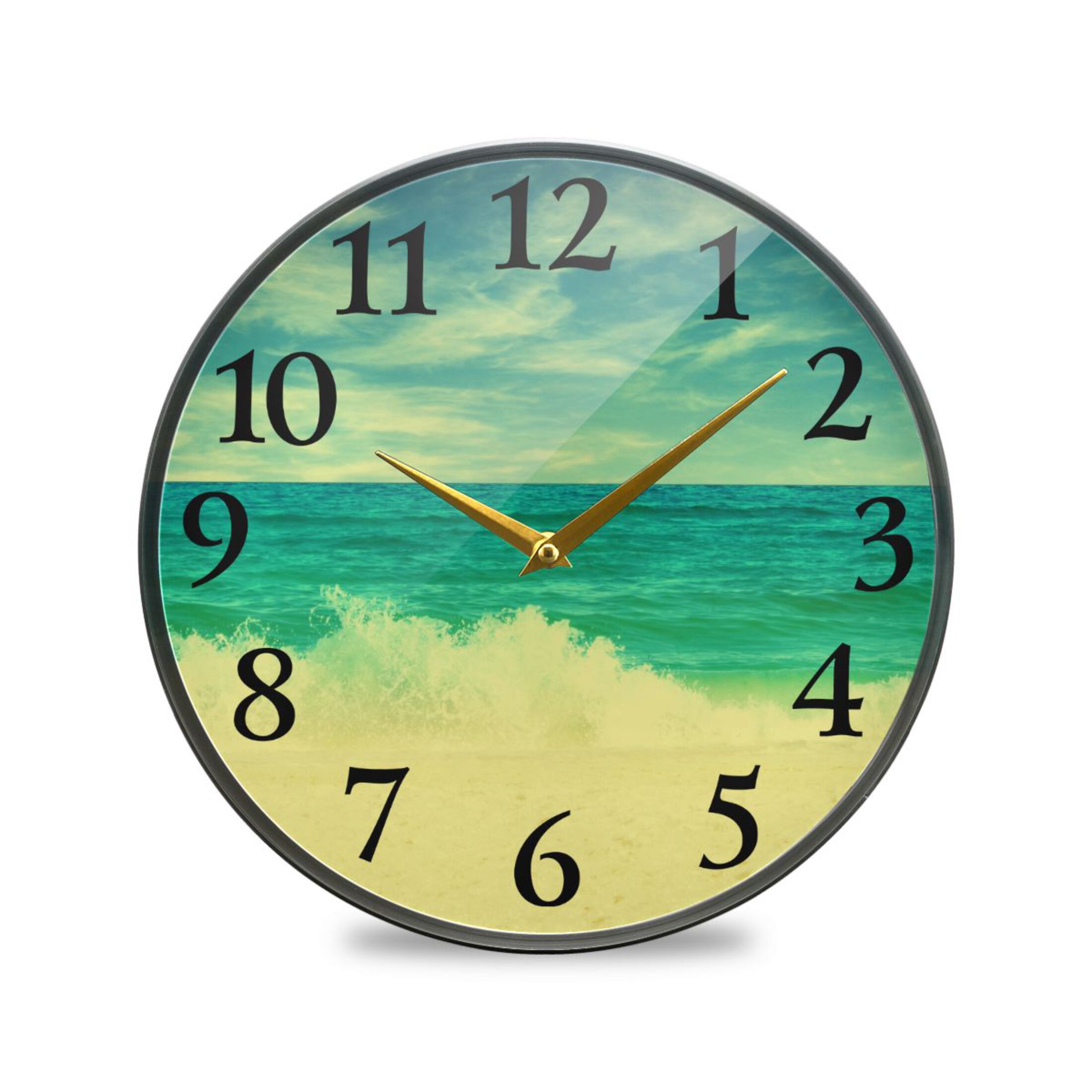 Beach and Sea with Sky Wall Clocks Battery Operated 11.9 Inch Round ...