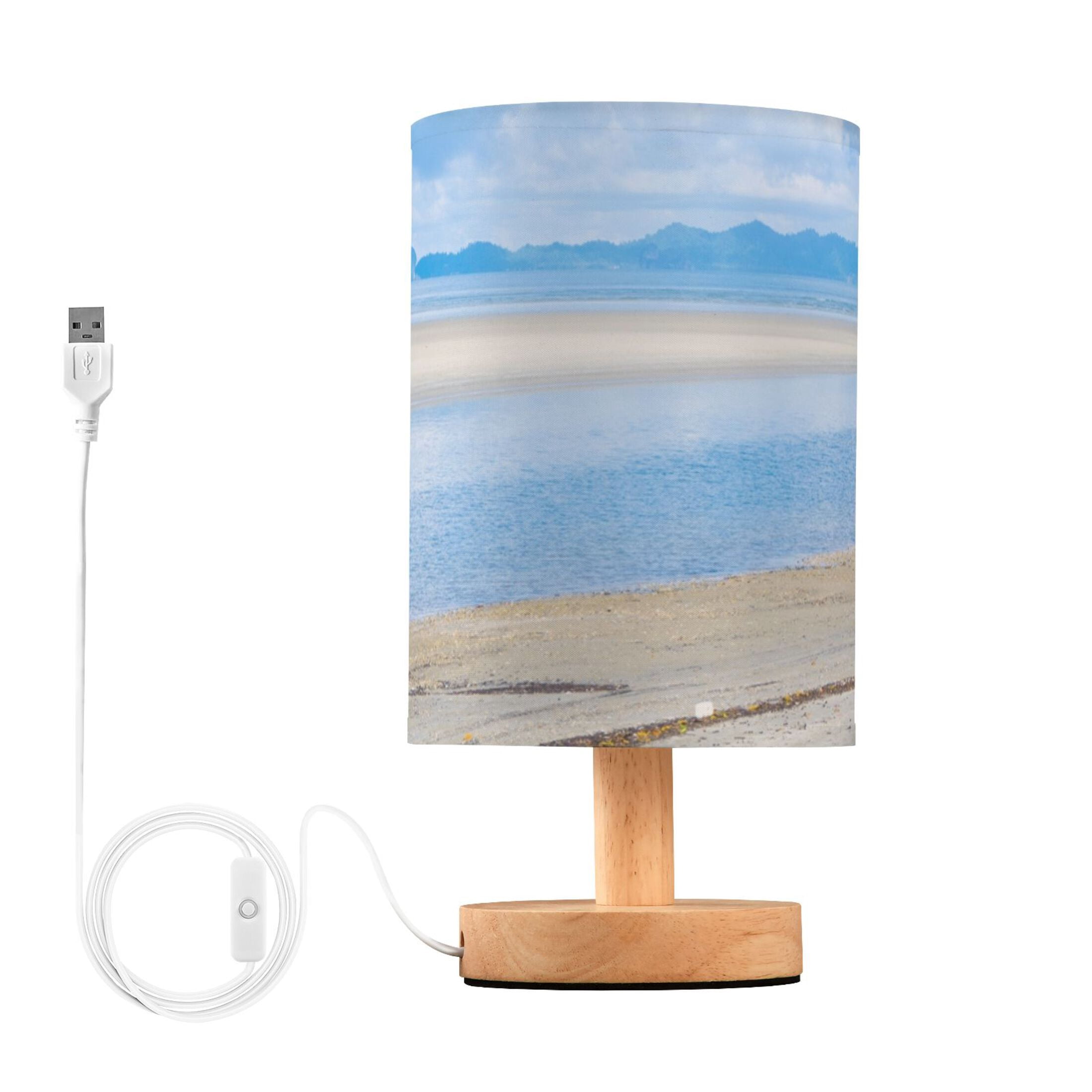 Beach and Tropical Sea Bedside Table Lamp LED Warm Lights with USB ...