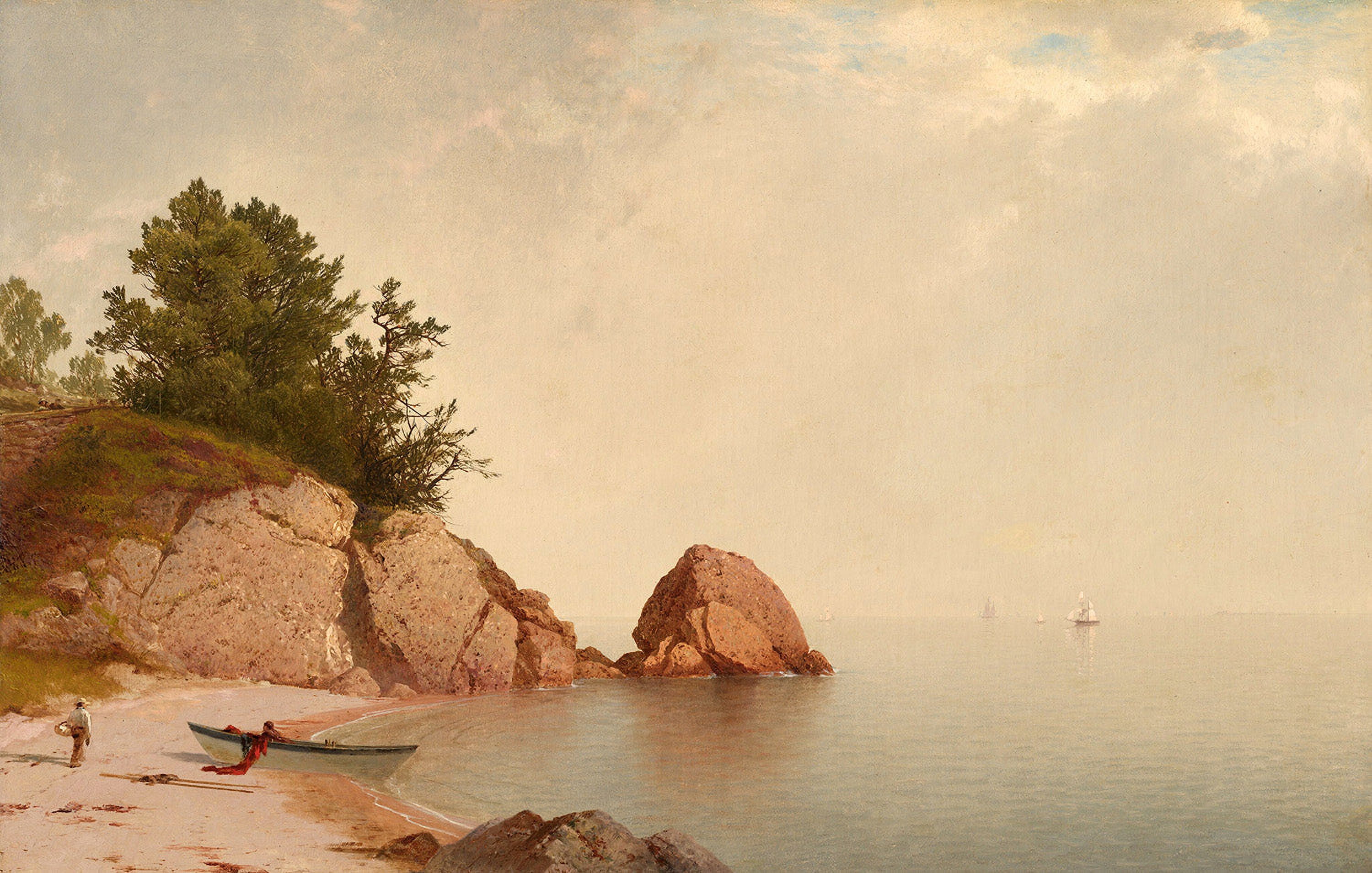 Beach at Beverly by John Frederick Kensett - 12" x 18" Art Print Wall ...