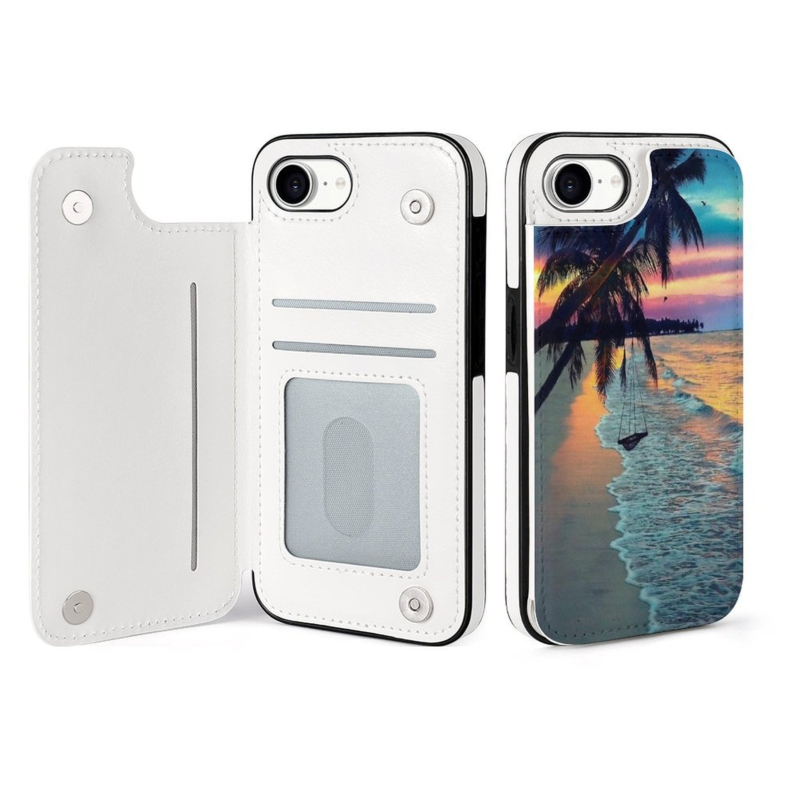 Beach at Sunset Leather Wallet Case for iPhone 16 Pro Max 16E 16SE4 ...