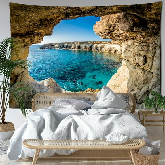 Beach cave landscape tapestry wall hanging minimalist art bohemian ...