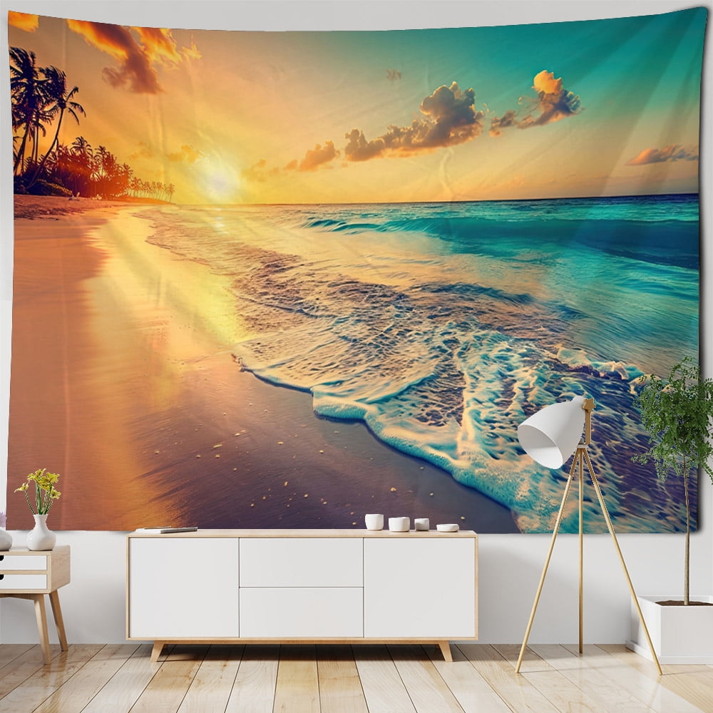 Beach landscape tapestry dreamy sea view wall hanging home bedroom ...
