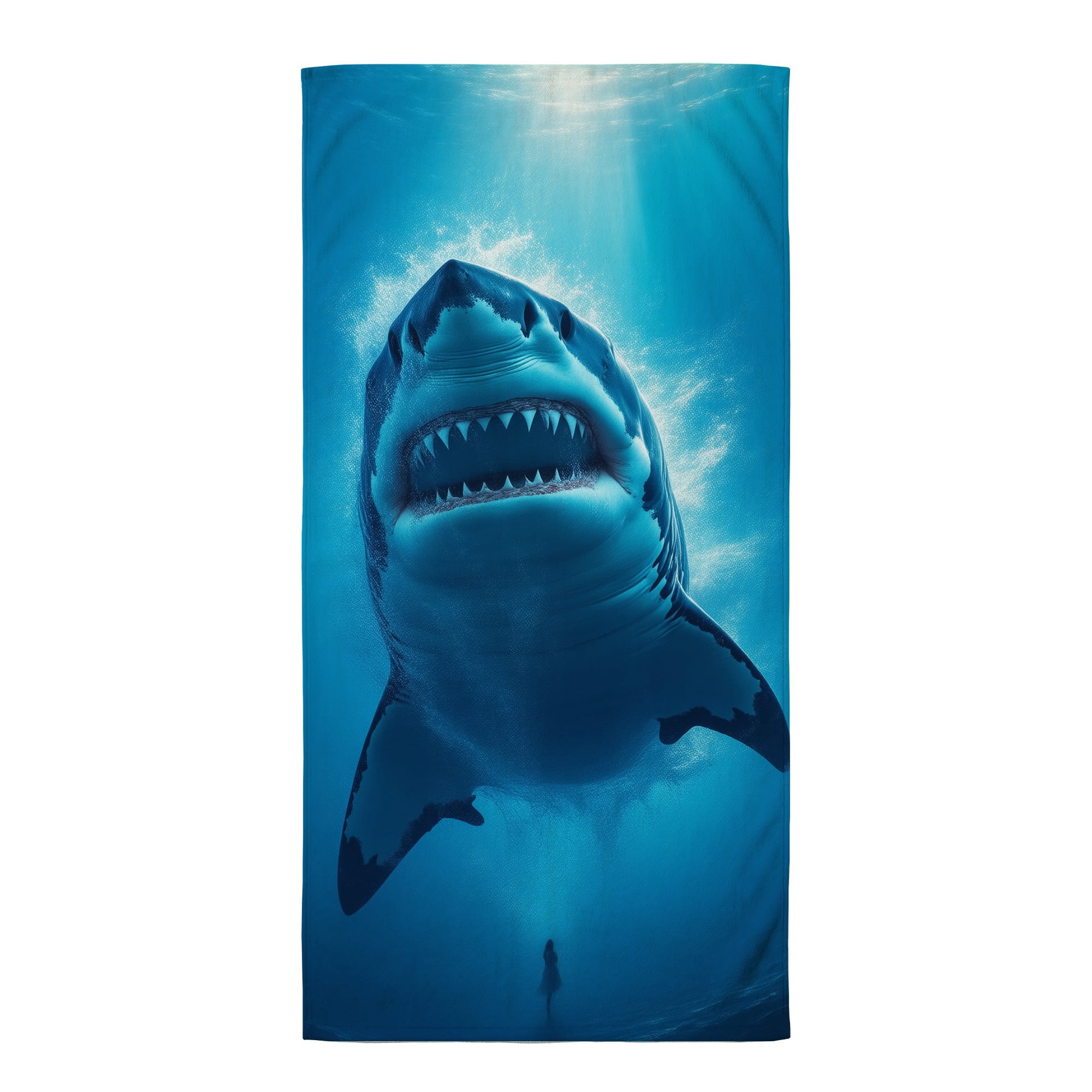Beach shark towels A shark with its mouth open in the ocean. towels ...