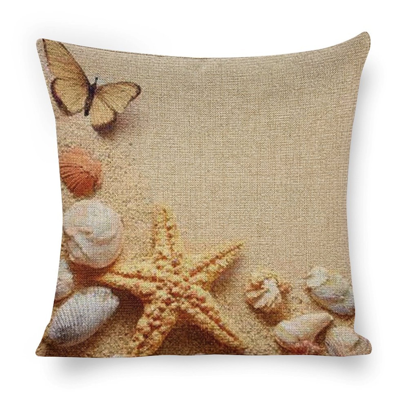 Beach starfish shell butterfly Linen toss pillowcase Decoration ...