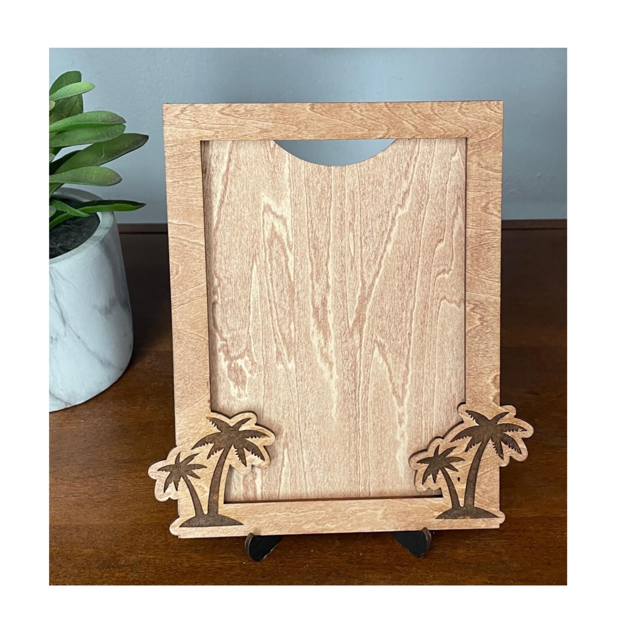 Beach-themed Picture Frame with Palm Tree Design, Light Oak, 5x7 inch ...