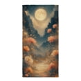 Beach towel boho A painting of a landscape with flowers and a full moon ...