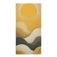 Beach towel boho A yellow and gray abstract background with wavy lines ...