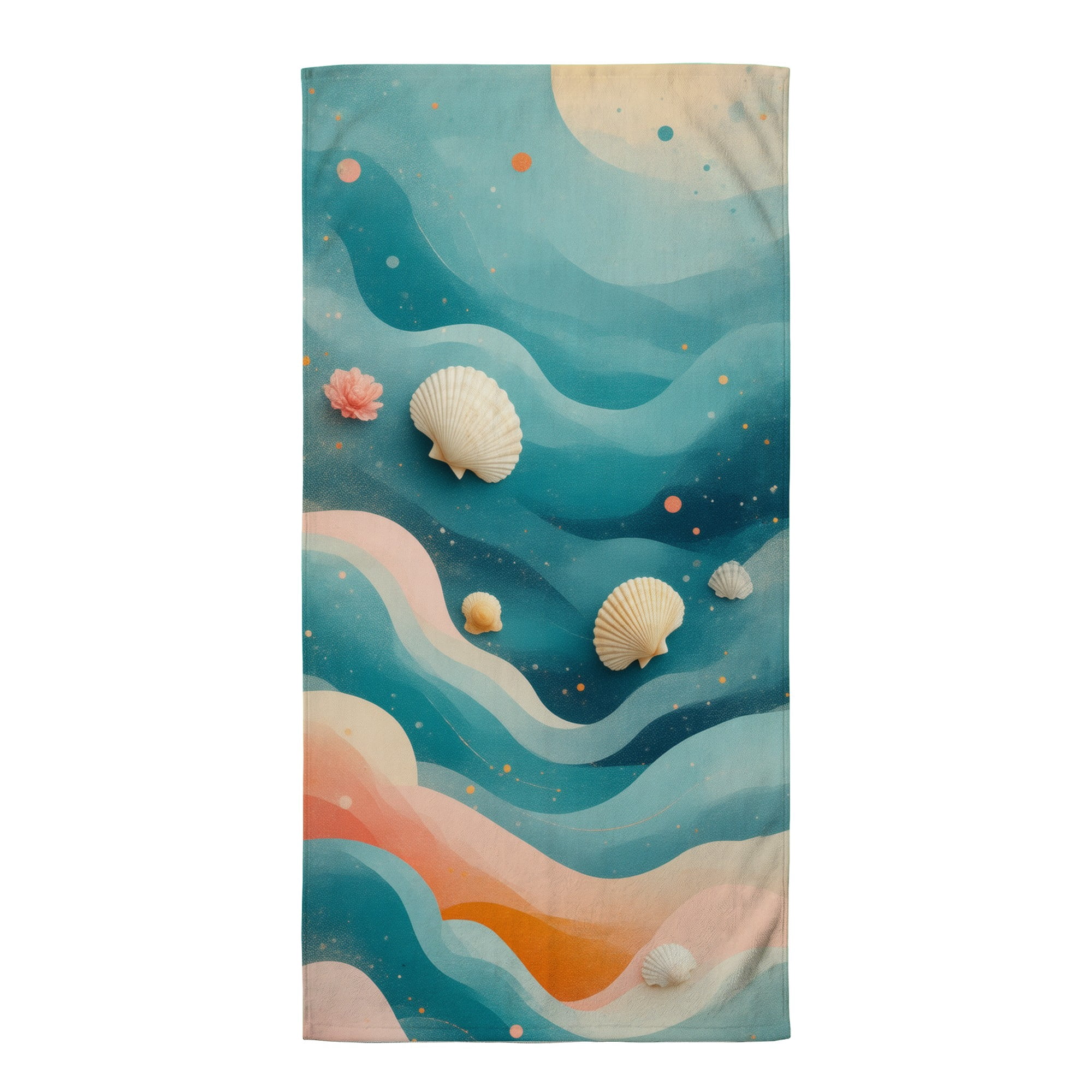 Beach towel boho a painting of seashells floating in the ocean luxury ...