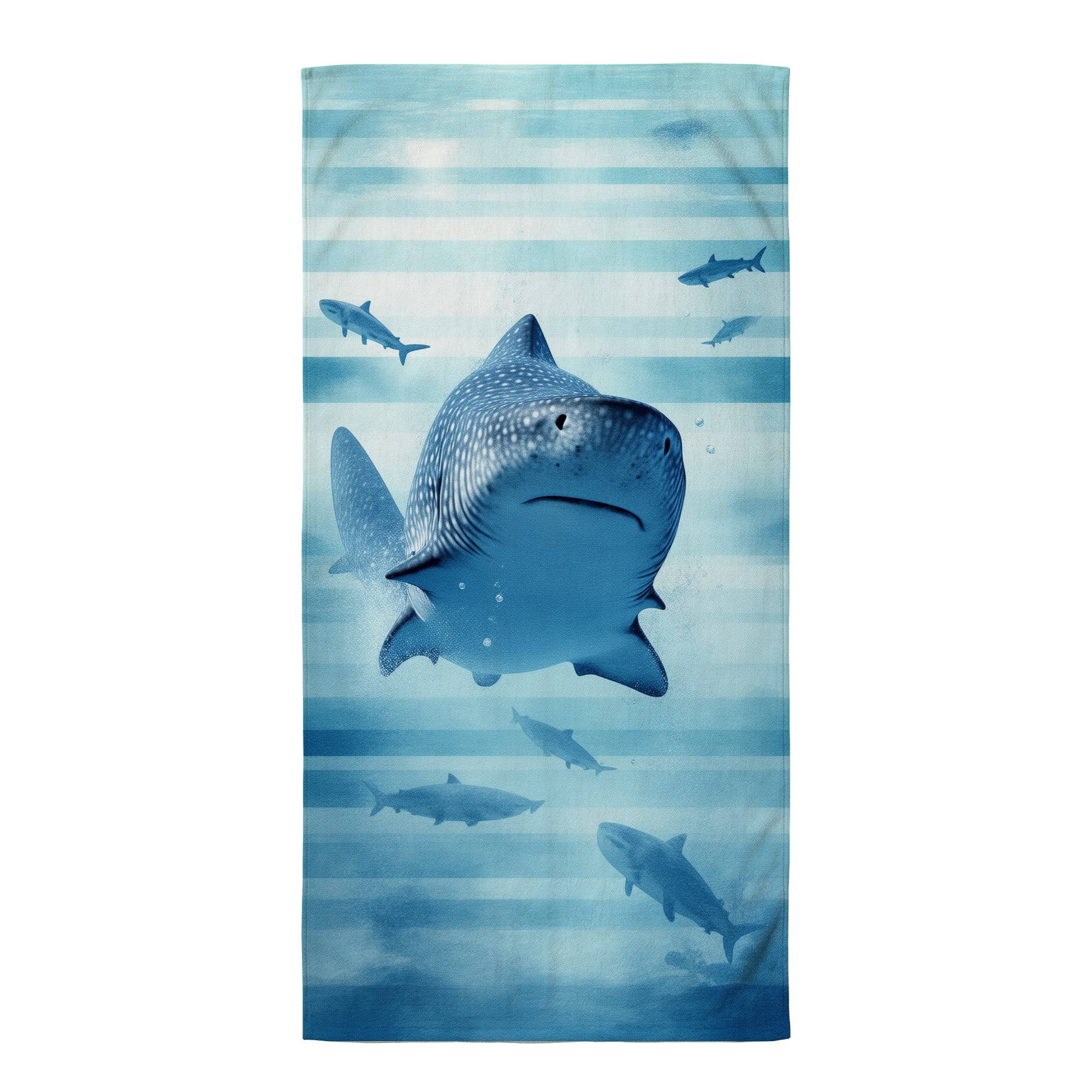 Beach towel shark A large group of sharks swimming in the ocean. beach ...