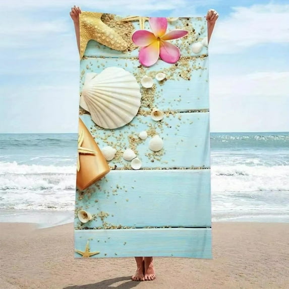 Beach towel with shell and flower pattern sun protection and windproof ...