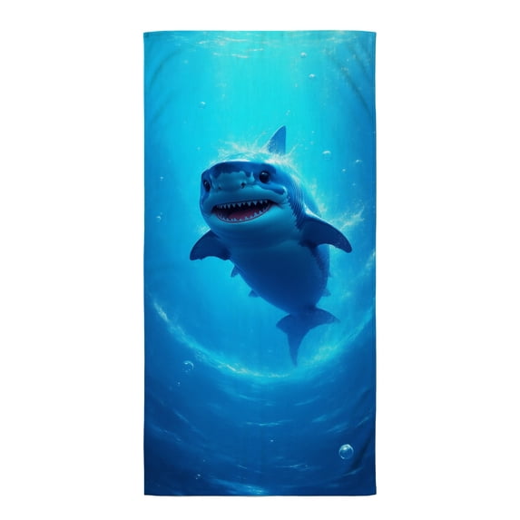 Beach towels shark oversized A shark swimming in the ocean with its ...