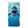 Beach towels shark A shark with its mouth open in the water. fun beach ...