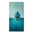Beach towels with sharks A shark with its mouth open in the ocean. swim ...