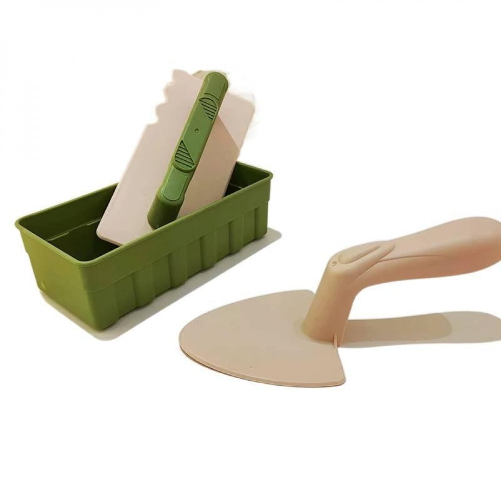 Beach toys: shovel, sandbox, castle building blocks, sand brick wall ...