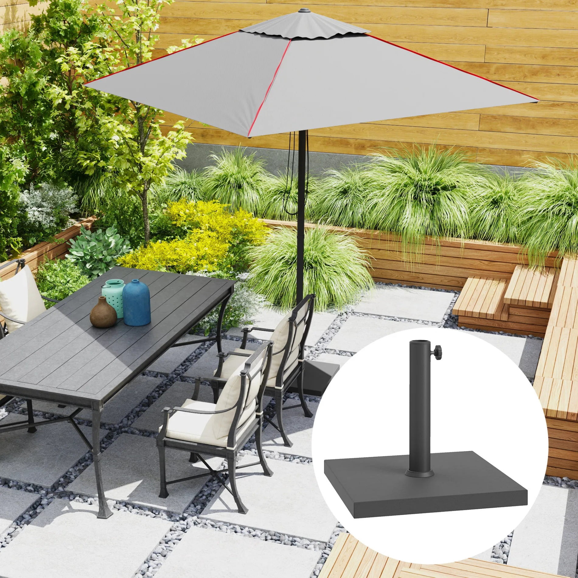 Beach umbrella base, heavy-duty umbrella base, outdoor umbrella frame ...