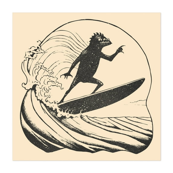 Beach vampires - Illustration Surf Surfboard Vintage Humor Retro Waves Unframed Wall Art Print ...
