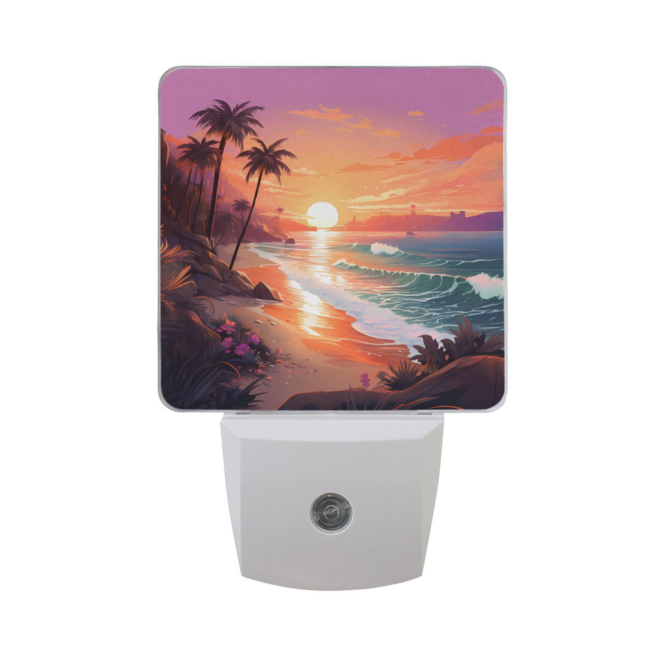 Beach with Sunset Night Light LED Dusk to Dawn Auto Sensor Night Lamp ...
