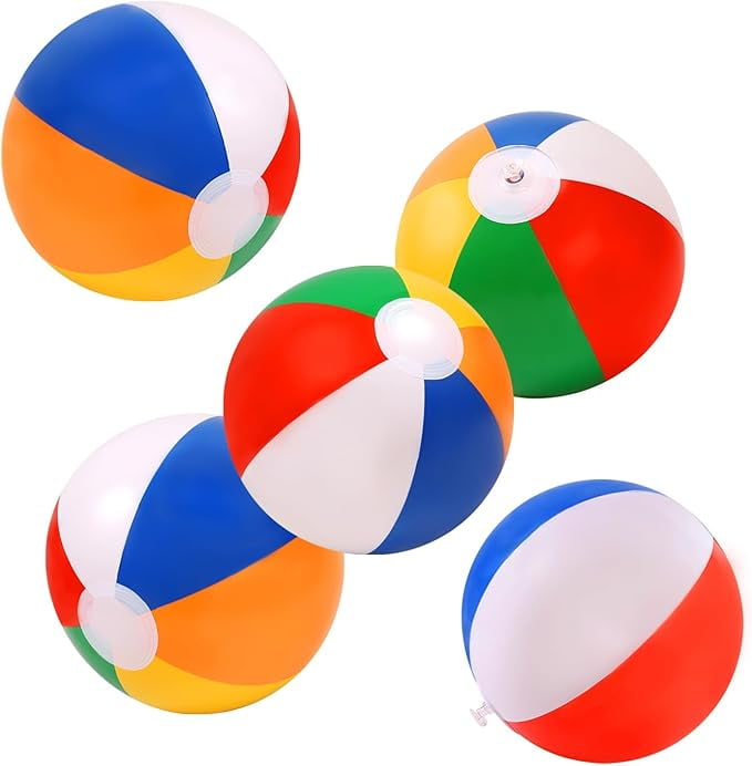 Beachballs, 4 Pcs 20 Inch Rainbow Beach Balls Bulk Variety Pack ...