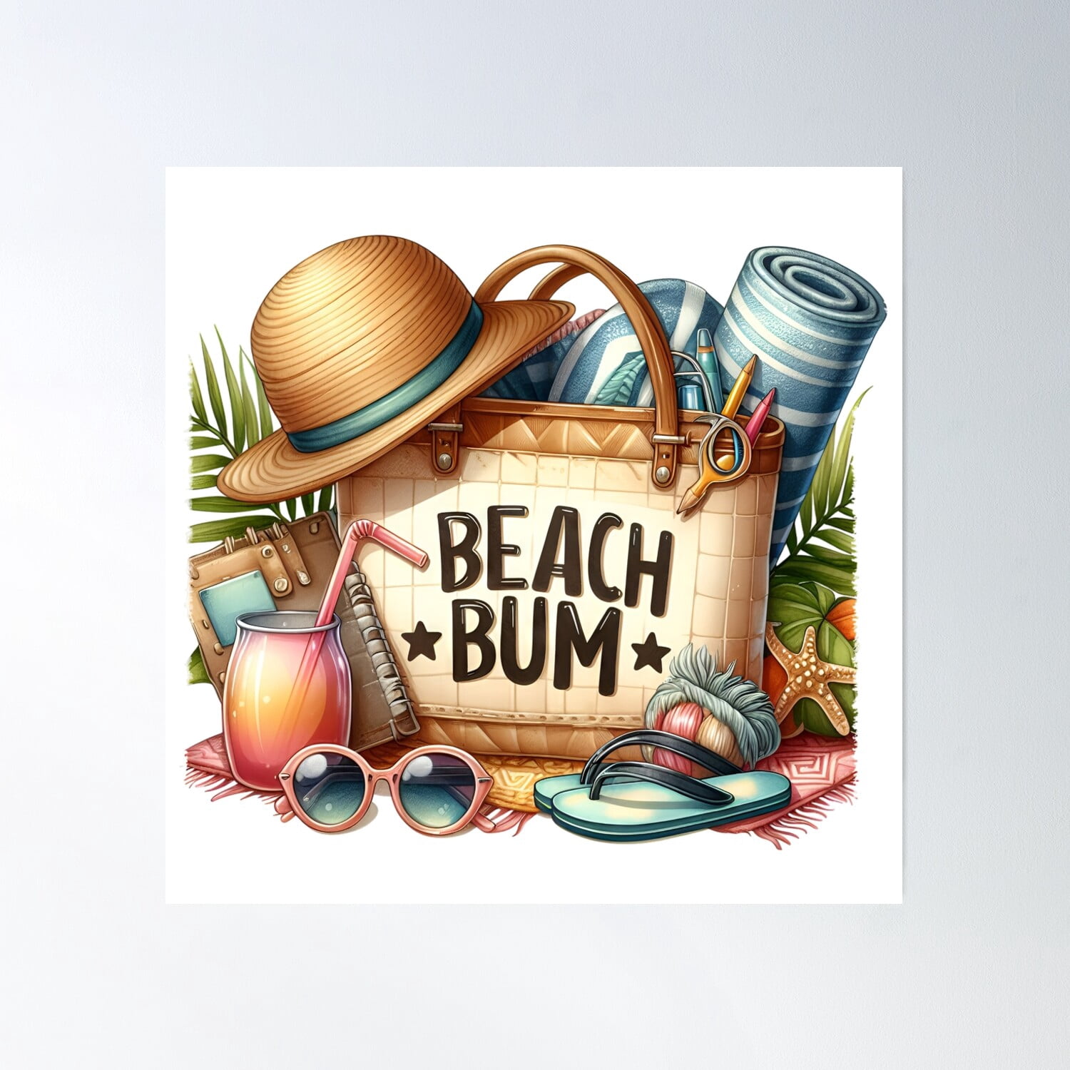Beachcomber'S Bounty Poster Wall Art, Modern Wall Decor, 16x16 UNFRAMED ...