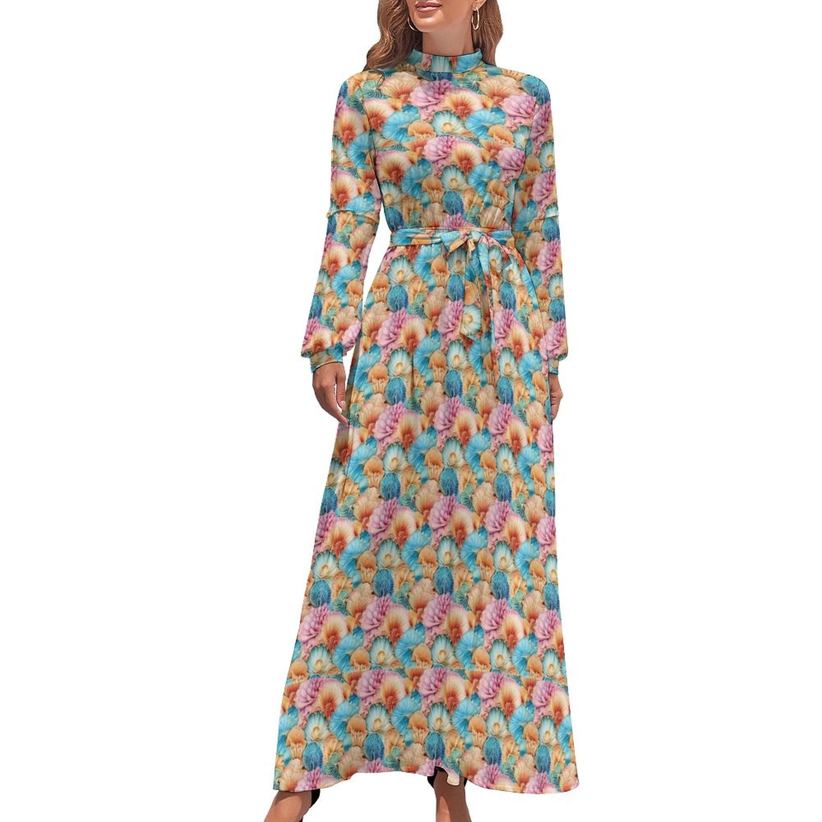 Beachcomber Sea Shells Dress Trendy Custom Maxi Dress High Waist Long ...