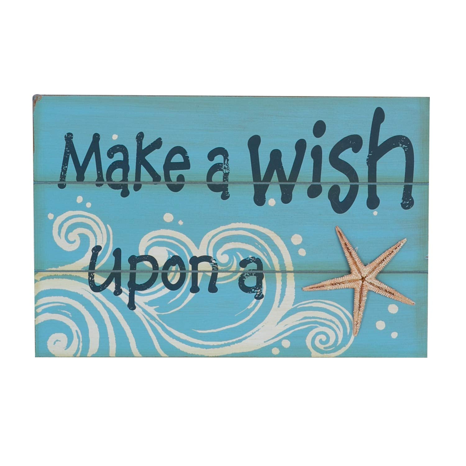 Beachcombers 02958 Wood Make a Wish Plaque, Turquoise - Walmart.com