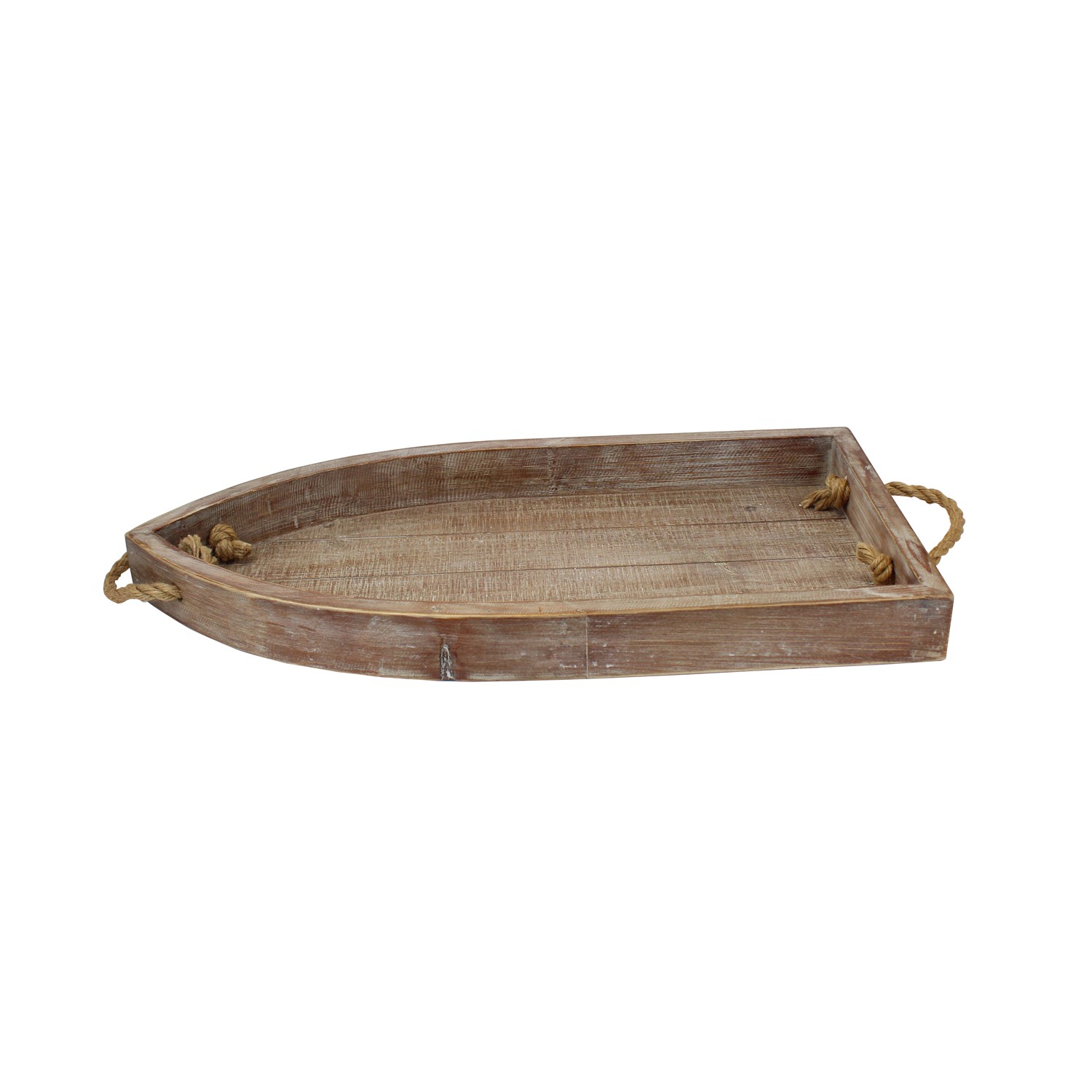 Beachcombers 23.8" Wood Boat-Shape Tray Hemp Handles - Walmart.com
