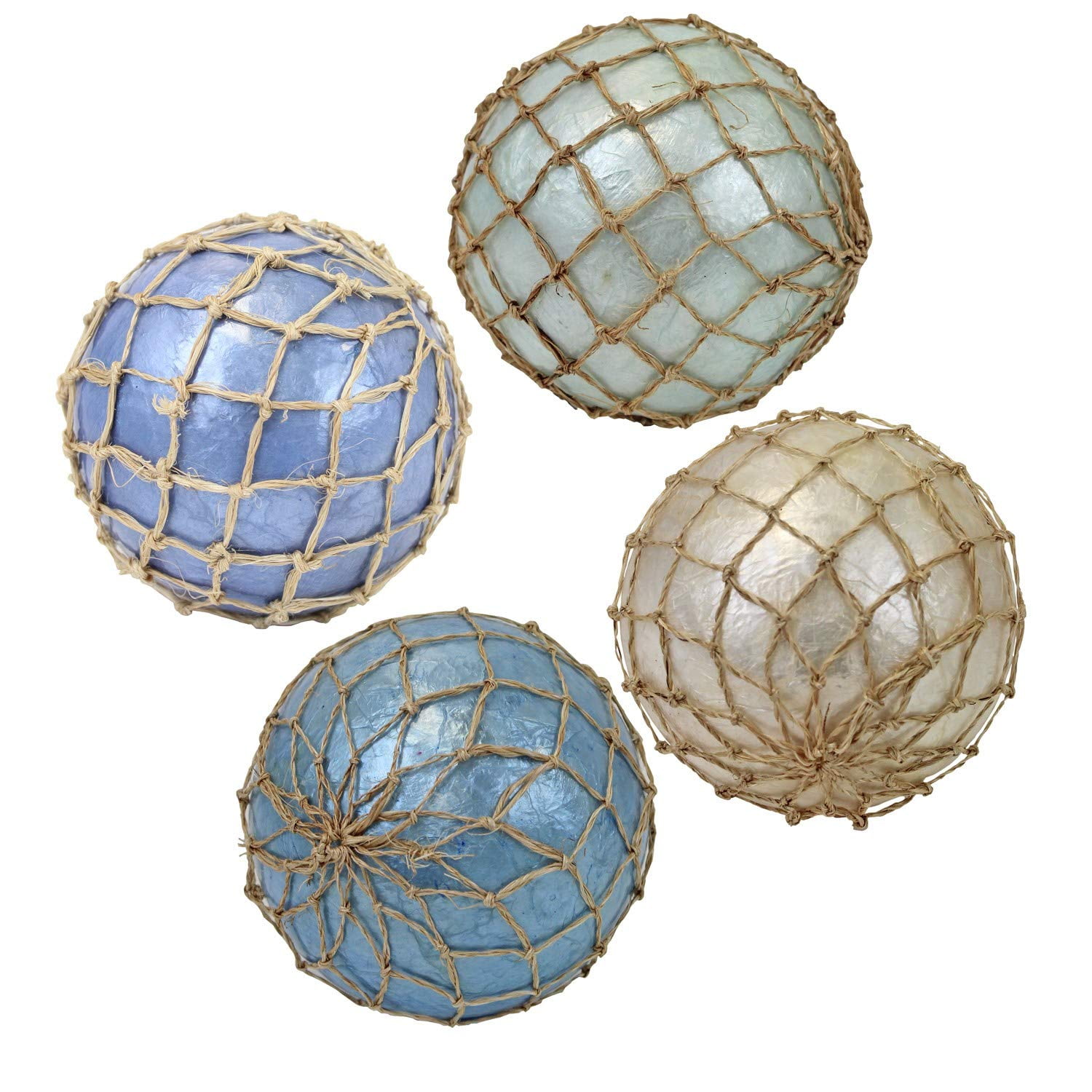 Beachcombers 3.5 Capiz/Abaca Net Shell Ball Set of 4 - Walmart.com