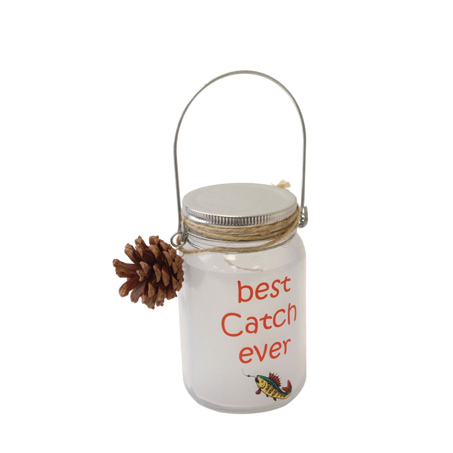 Beachcombers 5.11" Glass Best Catch Ever Light-Up Led Jar White ...