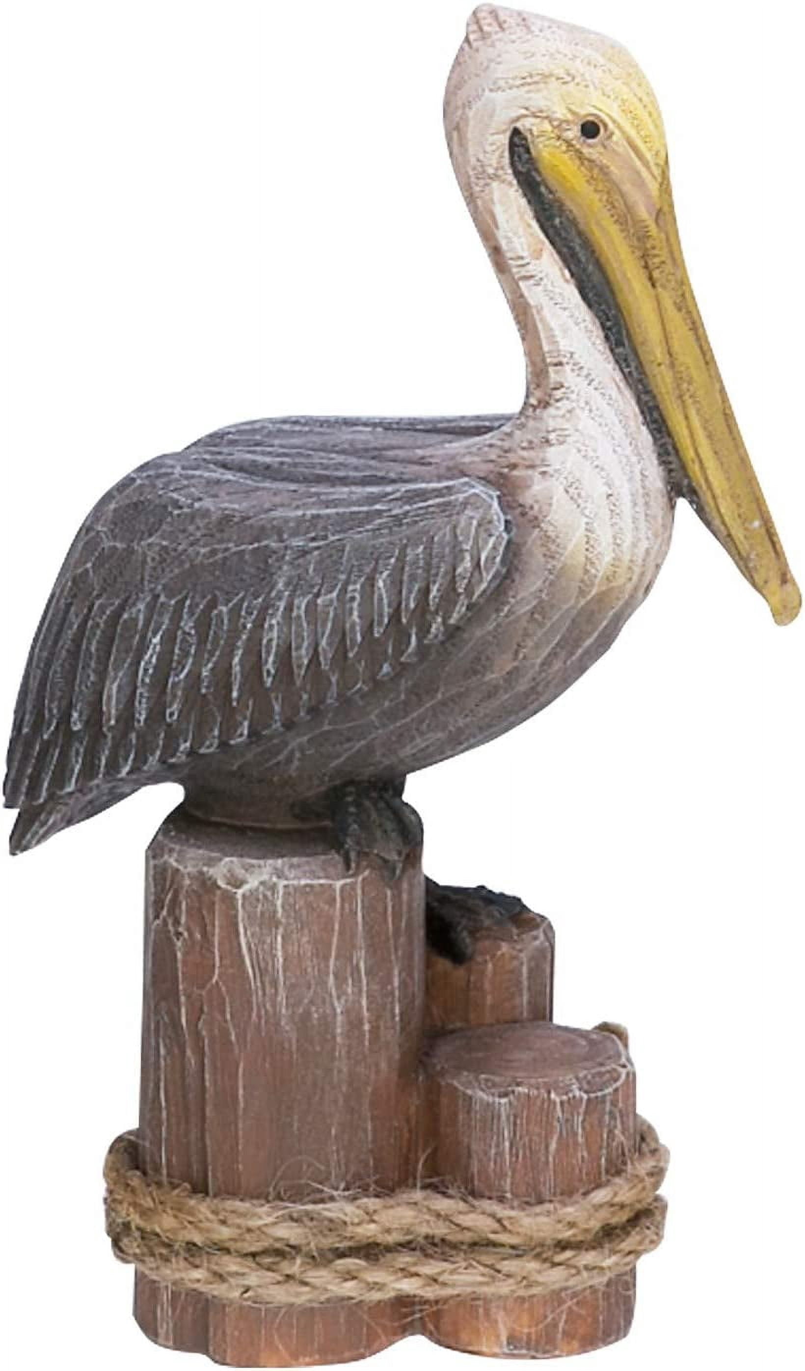 Beachcombers 6.25" Pelican On Triple Piling Wooden Decor Coastal Bird ...