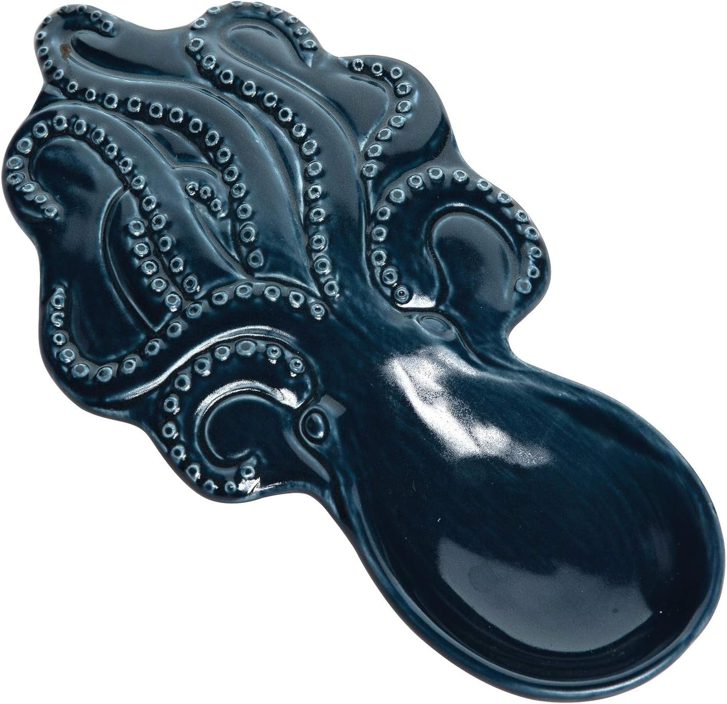 Beachcombers 8.9" Dark Blue Octopus Spoon Rest Squid Ceramic Stoneware ...