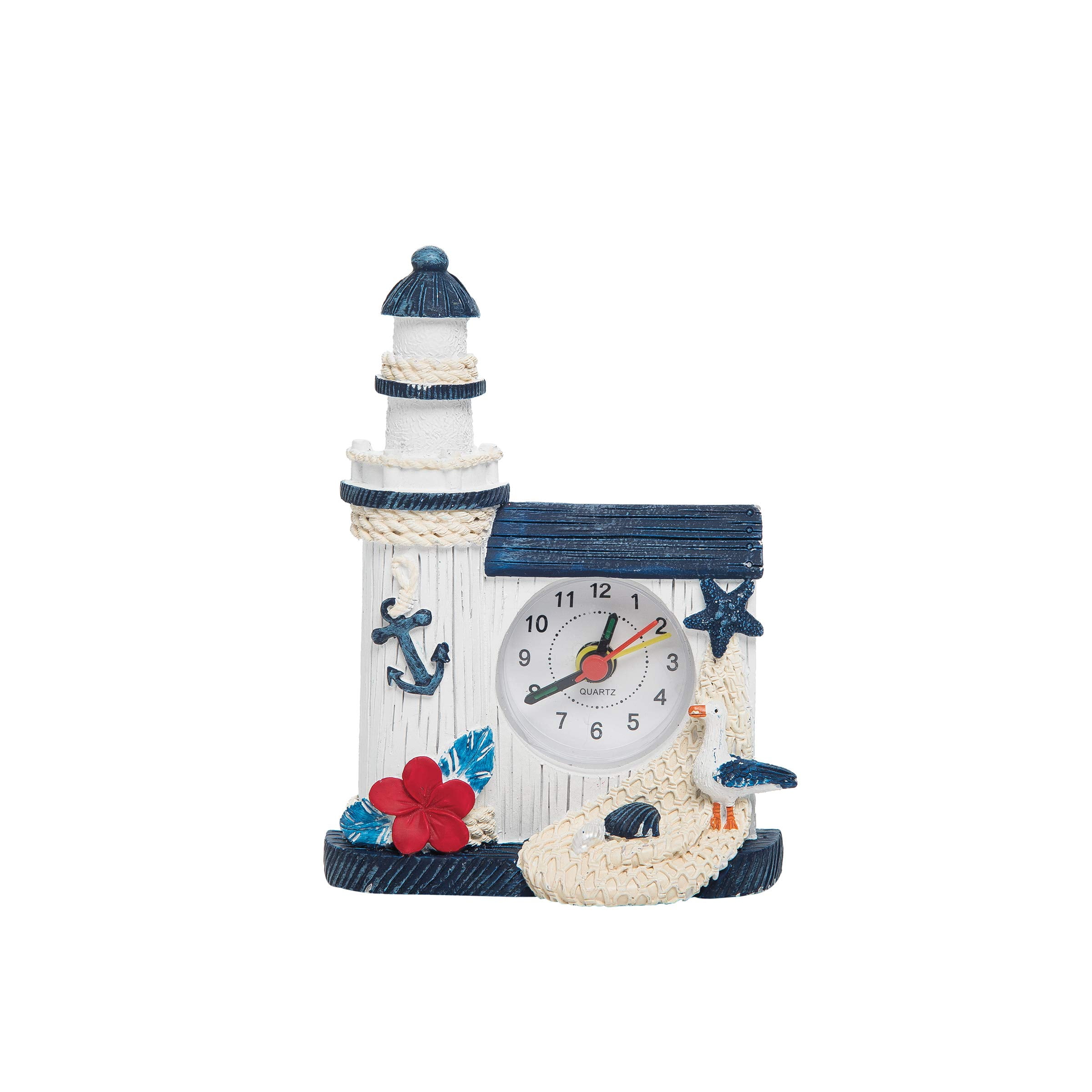 Beachcombers B23793 Lighthouse Clock Figurine, 4-inch Height, Blue and ...