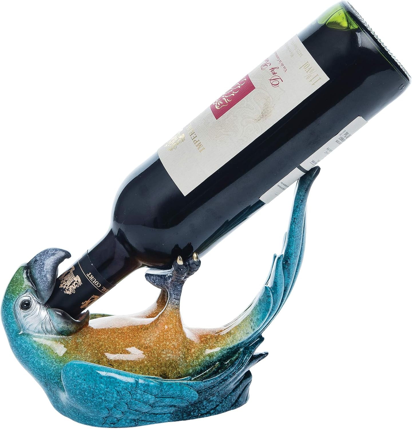 Beachcombers Blue Parrot Wine Bottle Holder 6.6 x 8.5 x 5.1 Blue ...