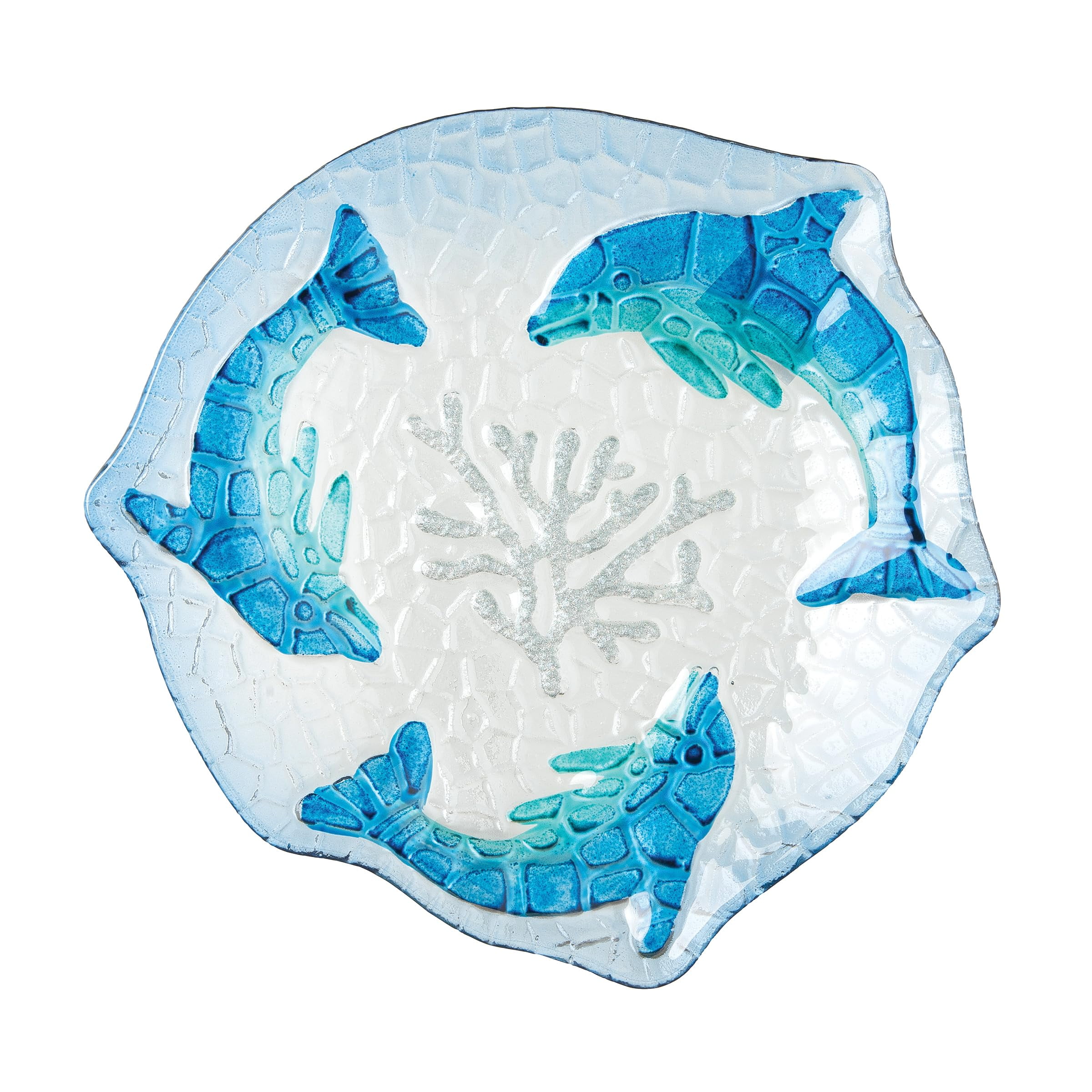 Beachcombers Dolphin Glass Plate Blue - Walmart.com