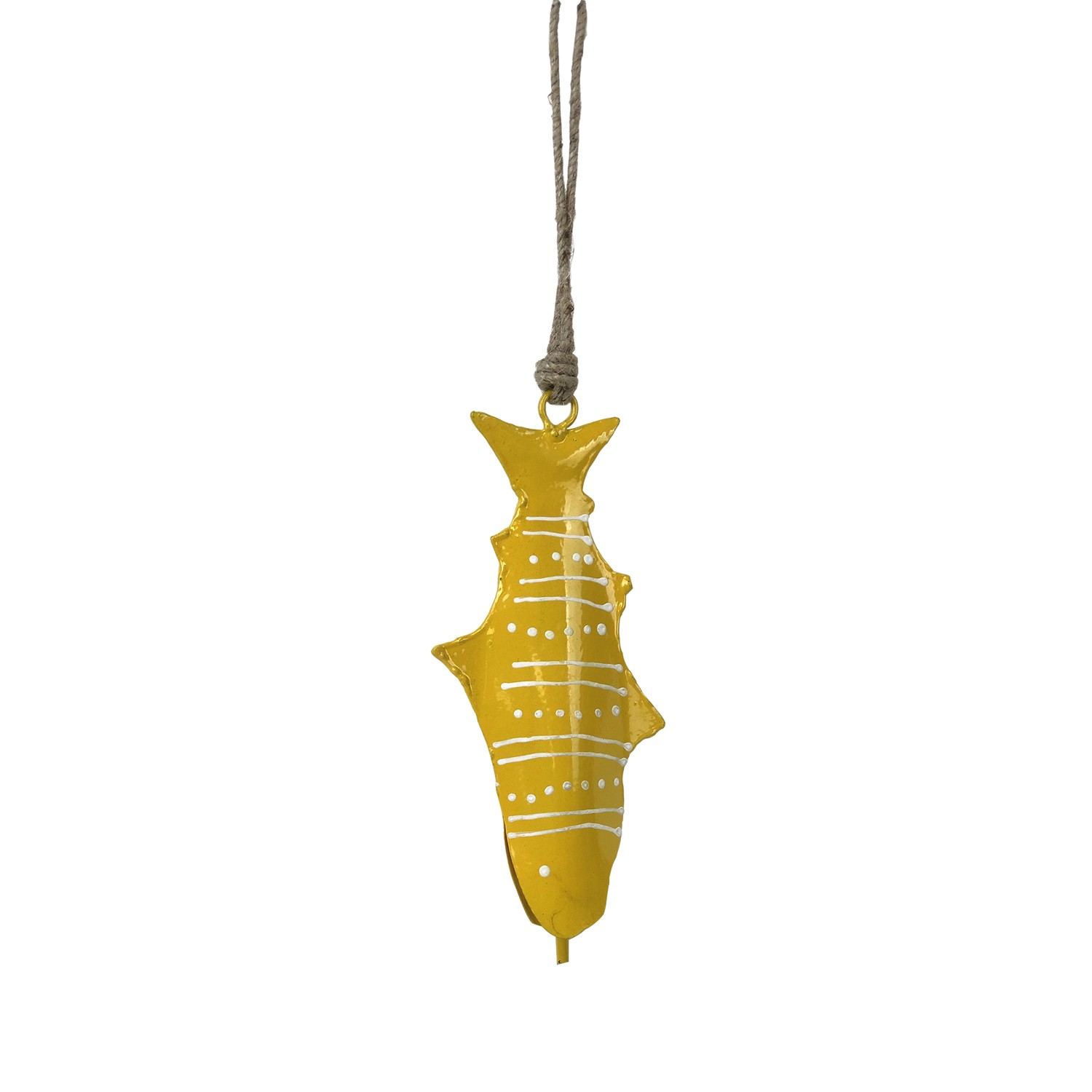 Beachcombers Metal Hand Painted Yellow Fish Bell Wind Chime Coconut Top ...