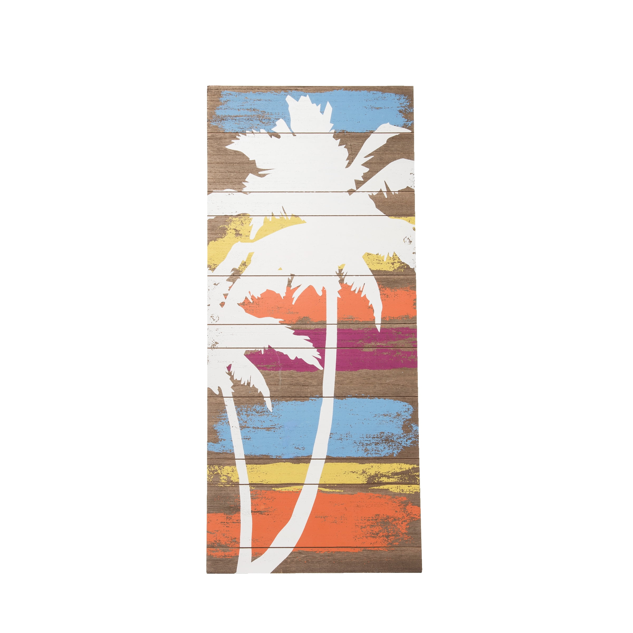 Beachcombers Palm Tree Plank Wall Art Blue - Walmart.com