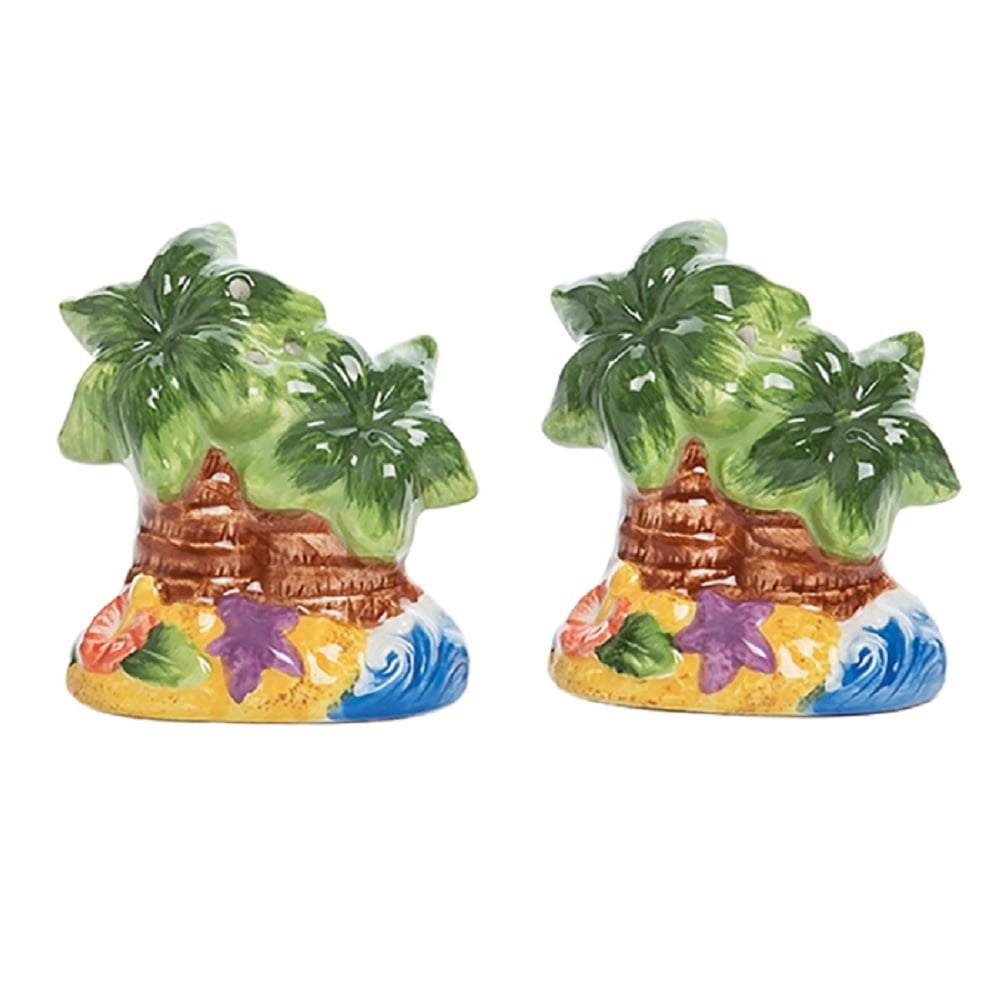 Beachcombers Palm Trees Ceramic Salt and Pepper Shaker Set, 2.75 Inch ...